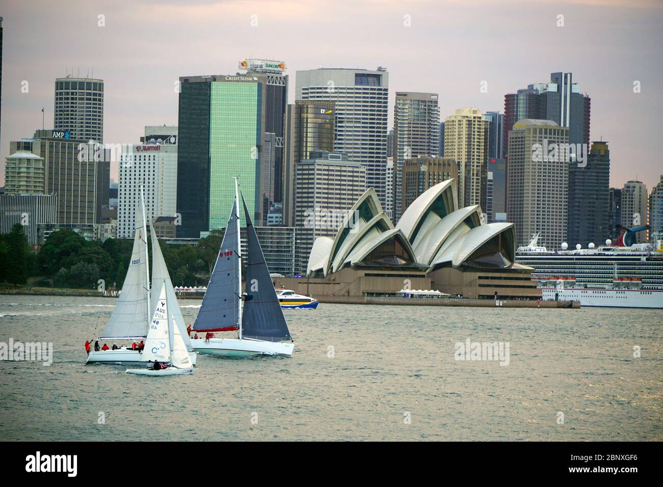 ferry and boats in front of the Sydney Opera House, Sydney Australia ...