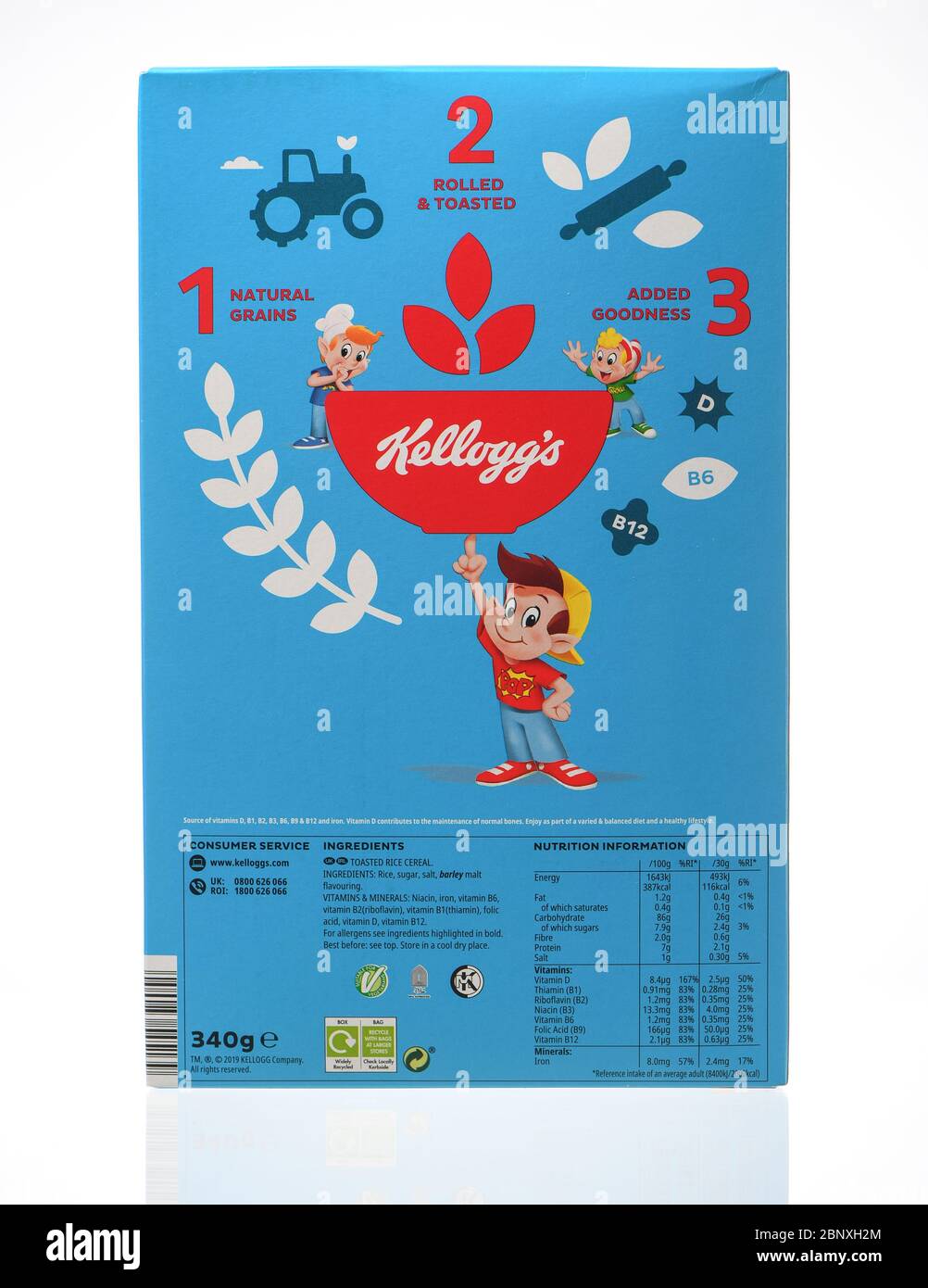Kellogg rice krispies box with the new design packaging red type face ...