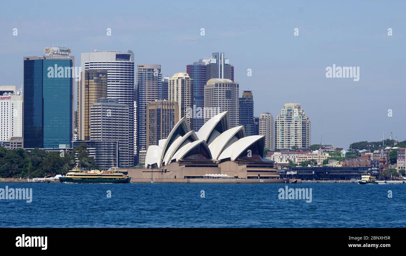ferry and boats in front of the Sydney Opera House, Sydney Australia ...