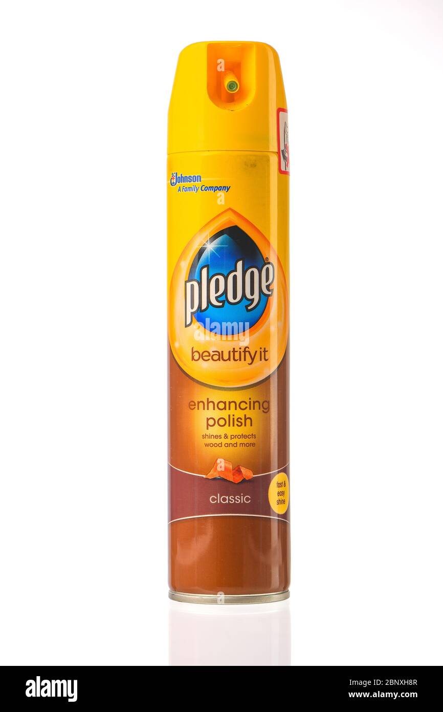 Pledge enhancing polish classic shot isolated against a white ...