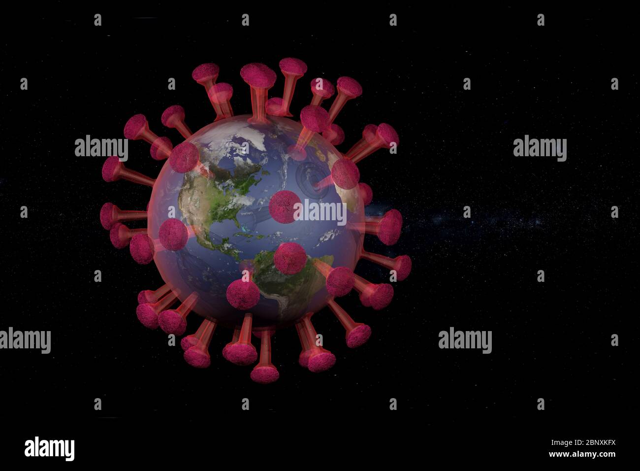 Covid 19 virus surrounding the planet earth graphic Stock Photo - Alamy