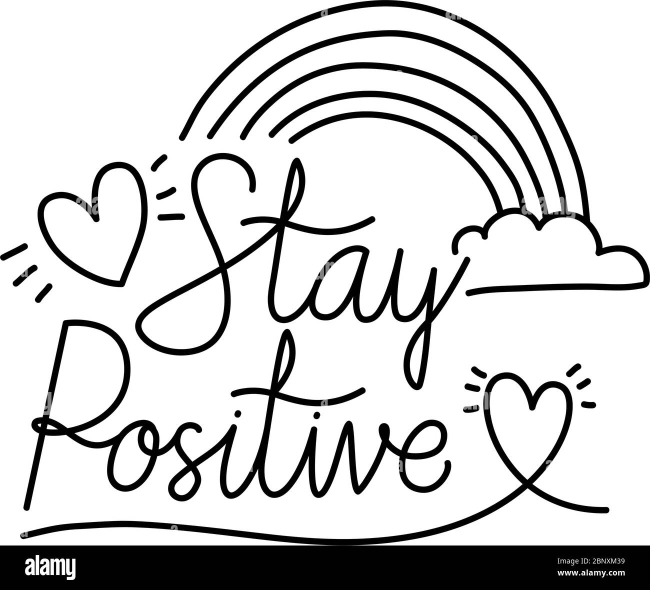 Stay positive text heart and rainbow vector design Stock Vector Image ...
