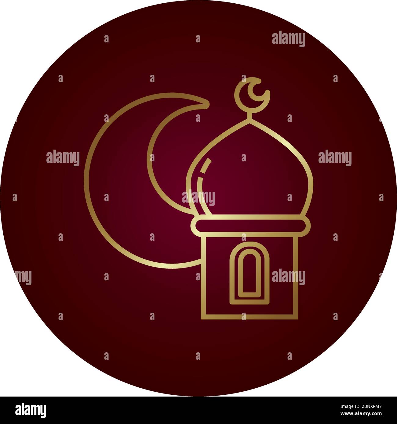 moon night with ramadan temple block gradient style icon Stock Vector ...