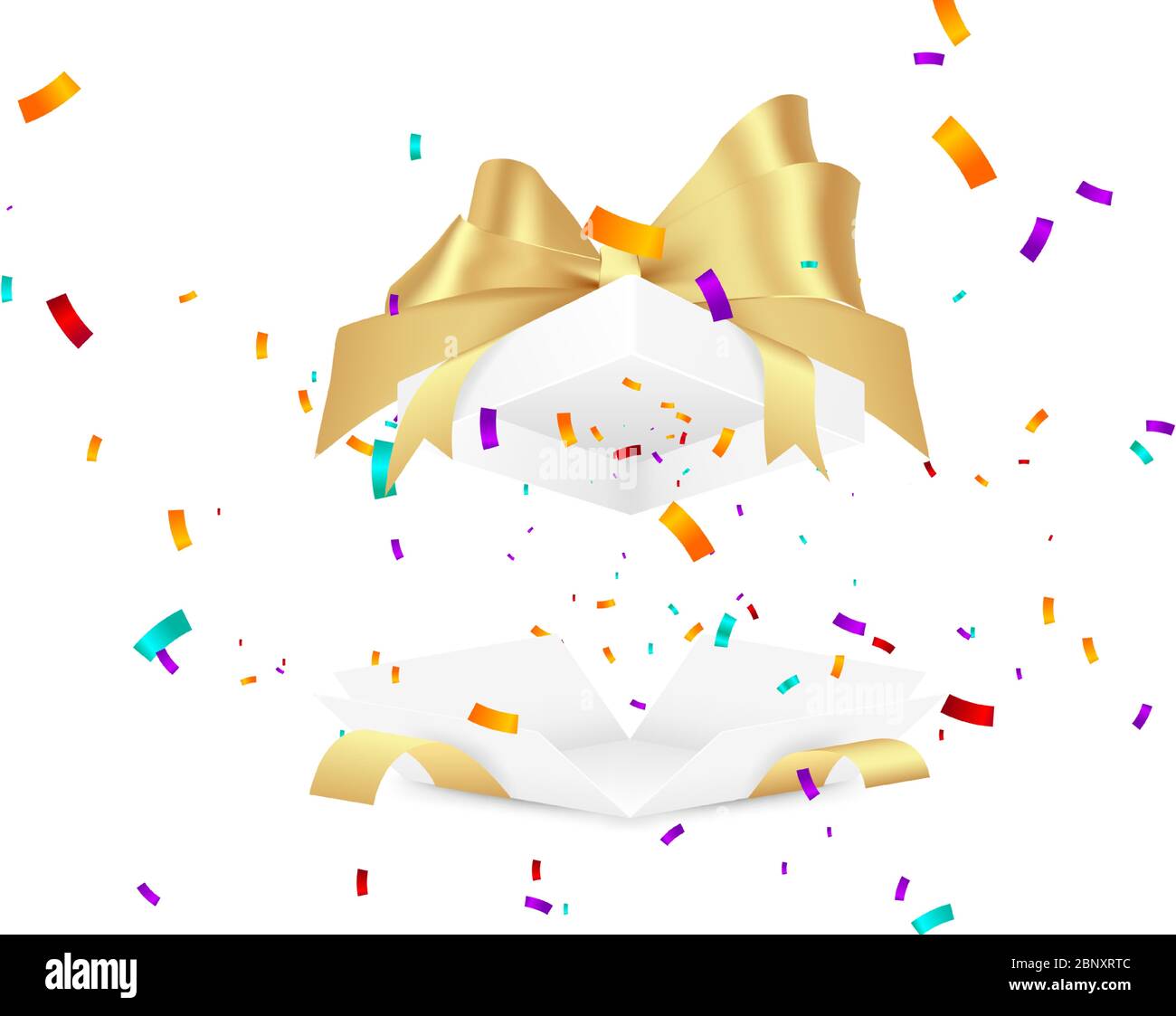 Surprise gift box. Falling confetti vector illustration Stock Vector ...
