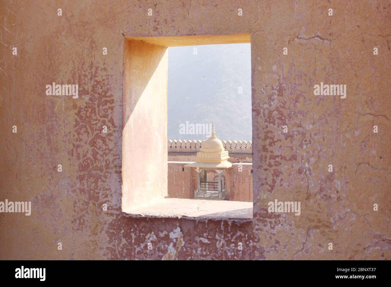 Stone window in Amber Fort, India Stock Photo - Alamy