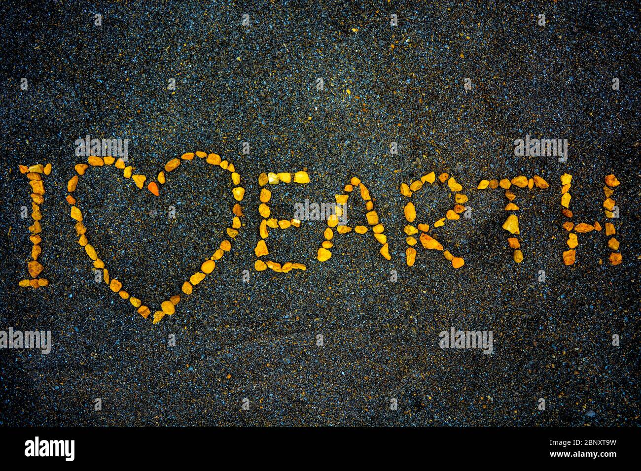 I love earth, text message about respect for our planet earth. Yellow ...