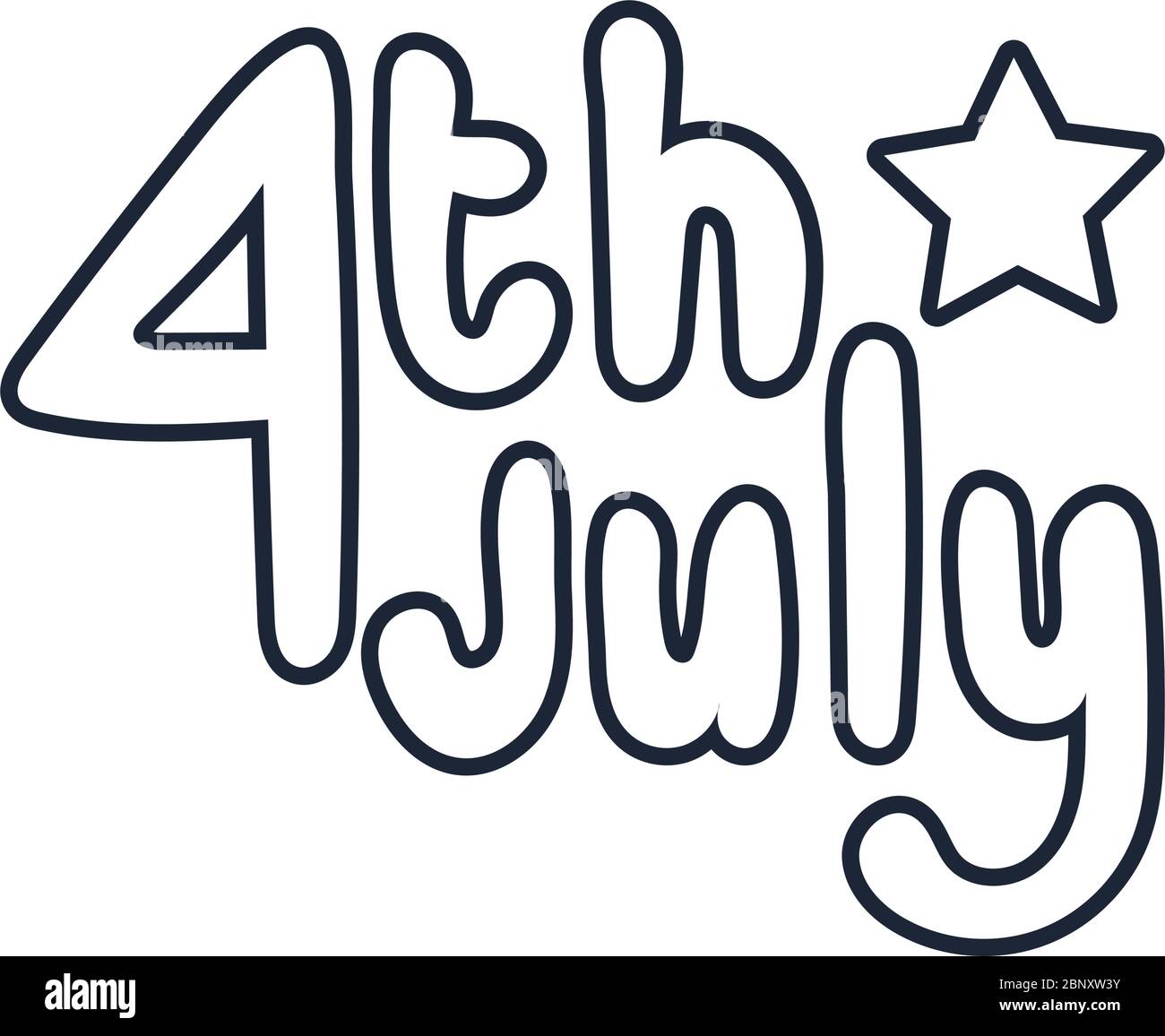fourth of july lettering independence day line Stock Vector Image & Art ...