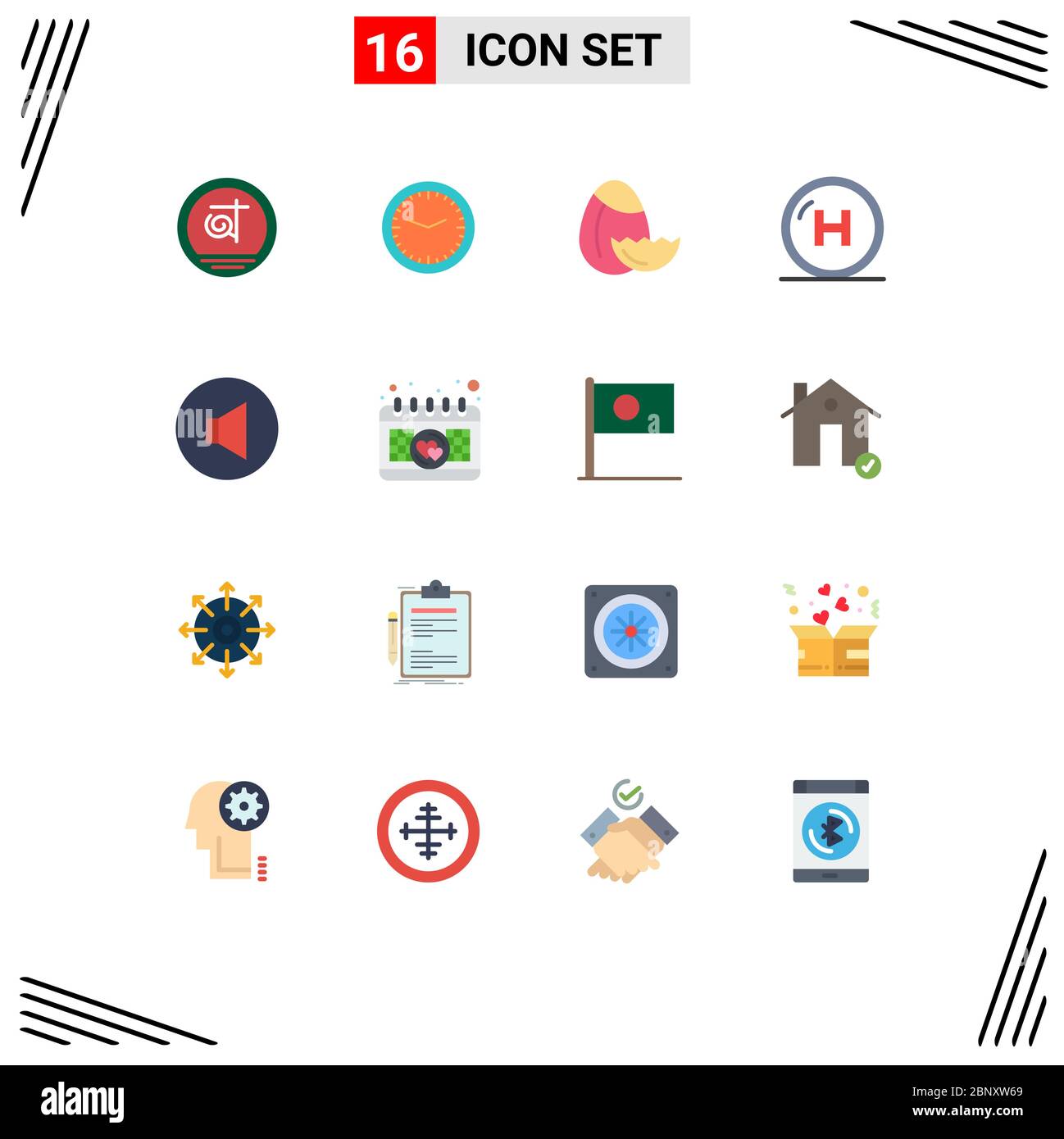 Stock Vector Icon Pack of 16 Line Signs and Symbols for sound, hospital ...