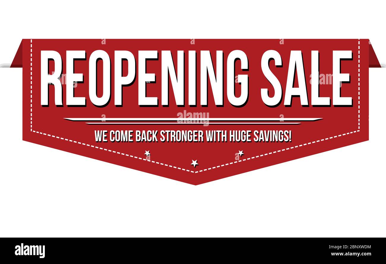 Reopening sale banner design on white background, vector illustration ...