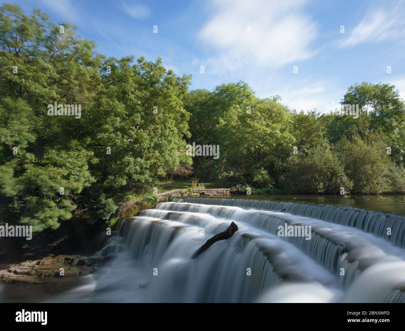 Waterfall on the River Wye in the Monsal Dale, Peak District National ...