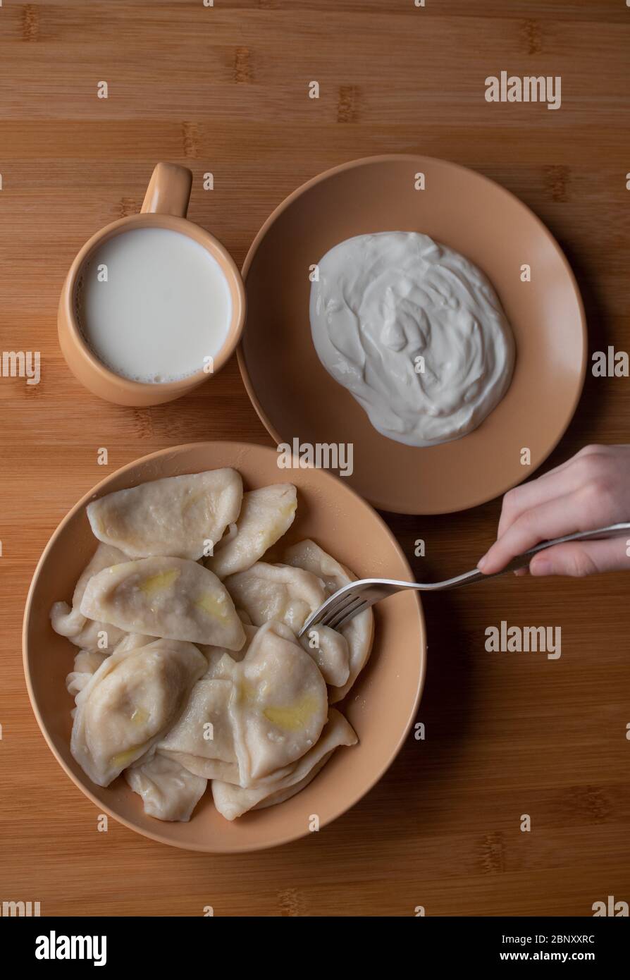 Vareniks. Slavic food. Ukrainian. Traditional dish. Food photography ...