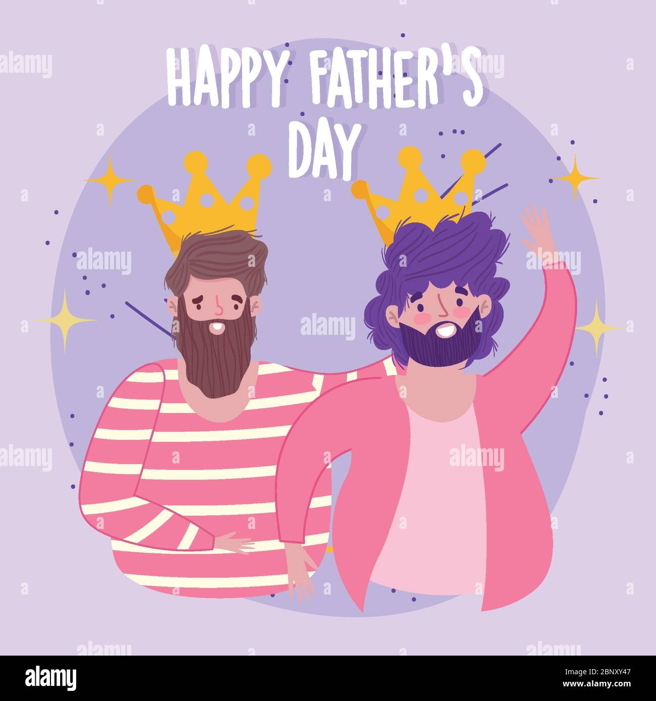 happy fathers day, greeting card dads with crowns celebration vector ...