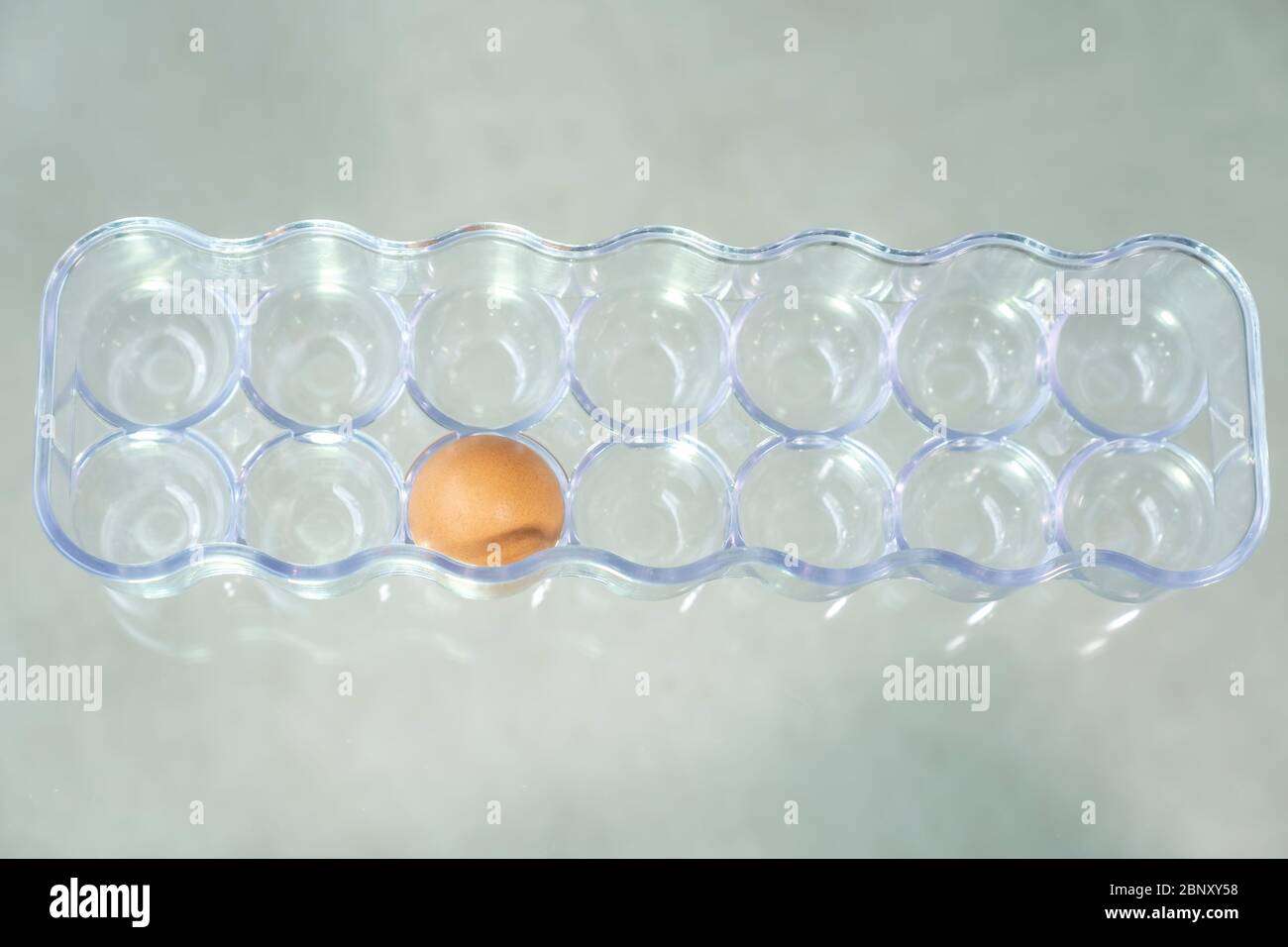 One egg in the box. Container for eggs isolated Stock Photo - Alamy