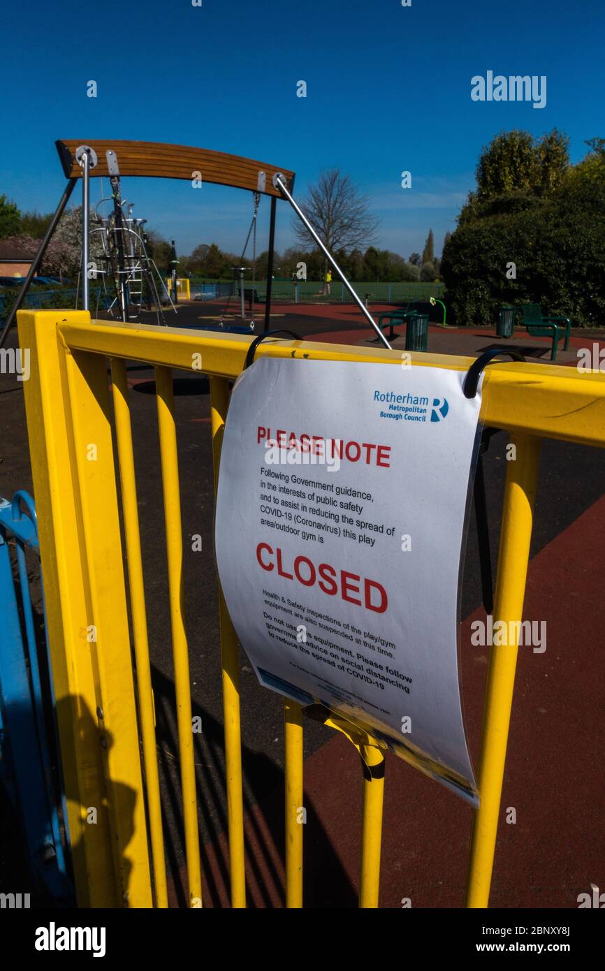 Warning Council Closed sign on children's playground in a park Stock ...