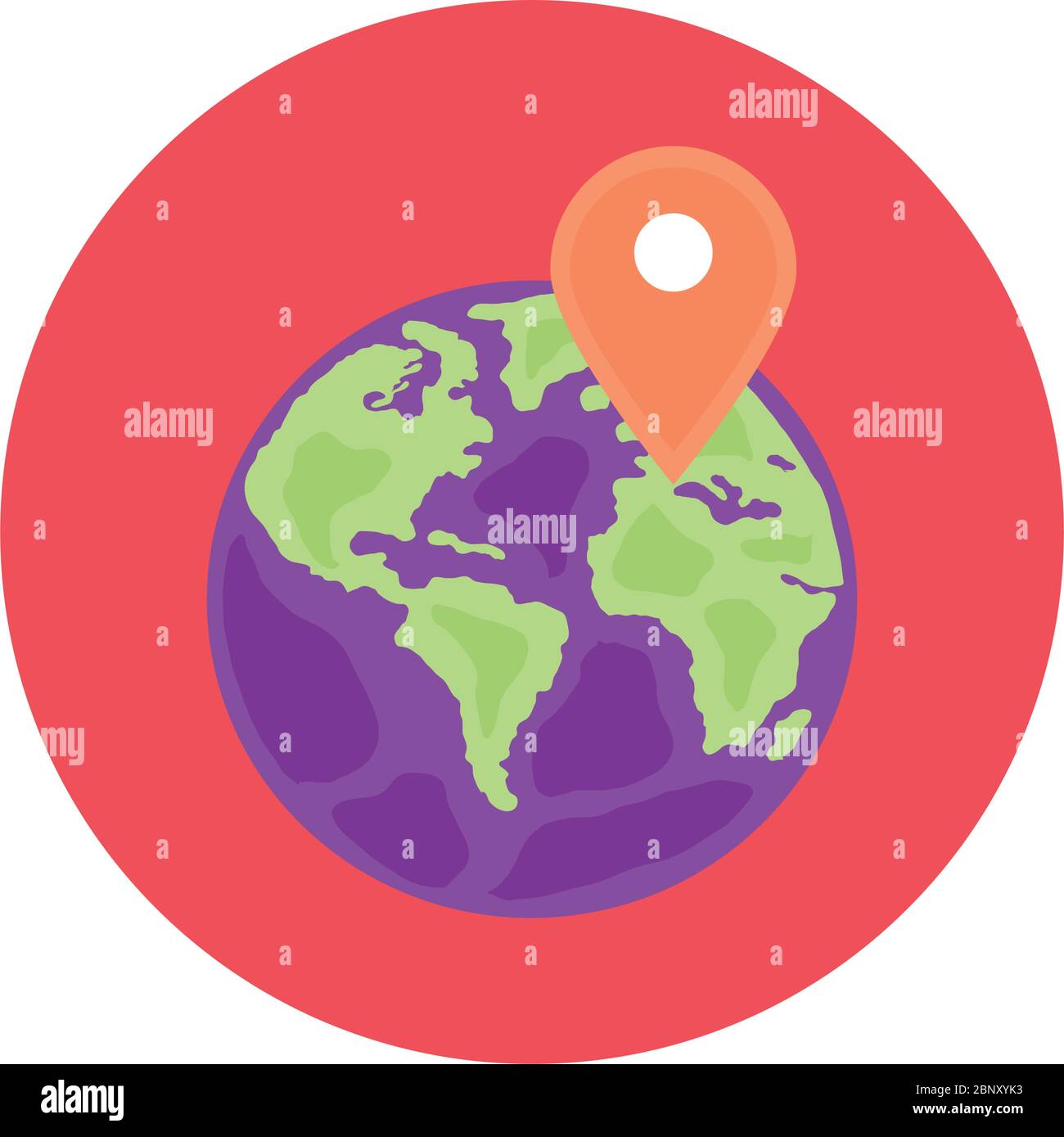 earth planet with pin location block style icon Stock Vector Image ...