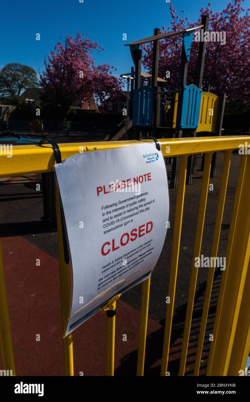 Warning Council Closed sign on children's playground in a park Stock ...