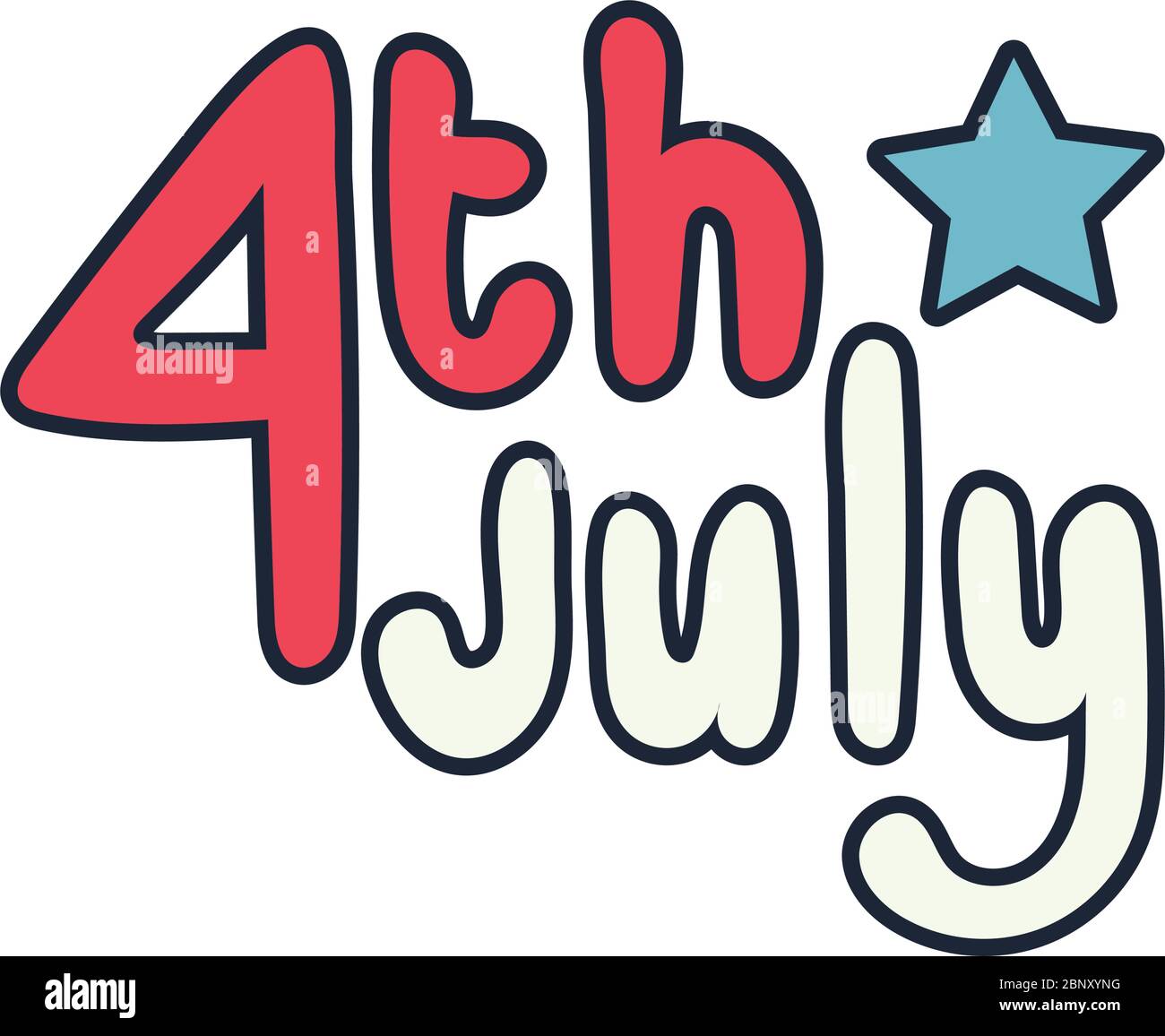 fourth of july lettering independence day line and fill Stock Vector ...