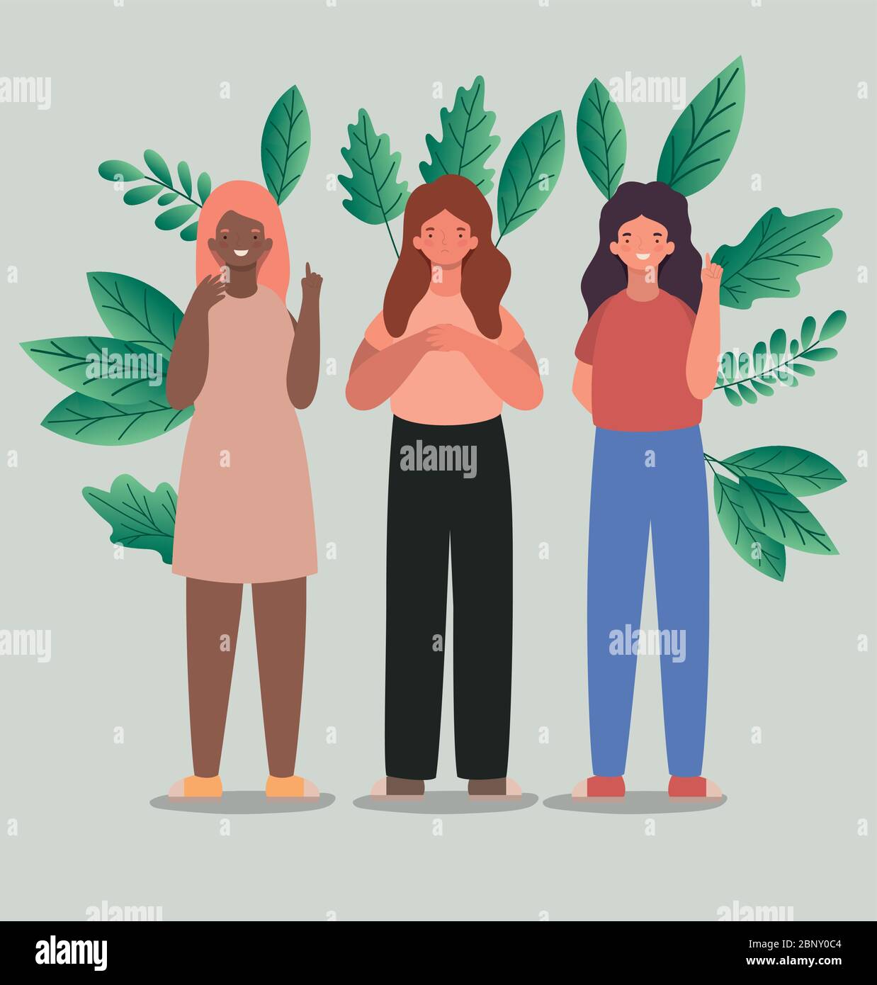 happy women cartoons with leaves vector design Stock Vector Image & Art ...