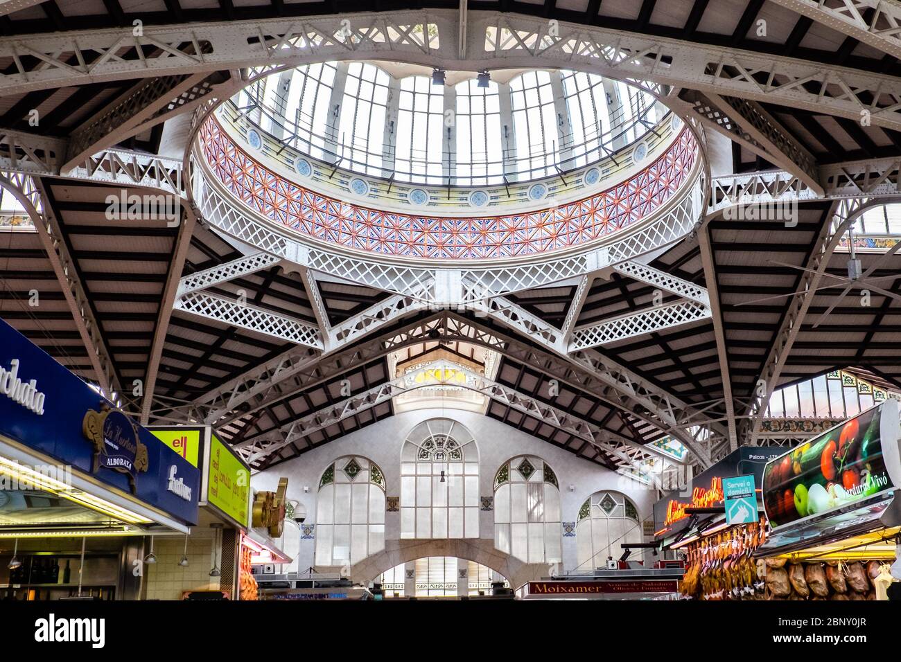 Valencia, Spain : June 13 2015- Steel structure, with stained glass ...