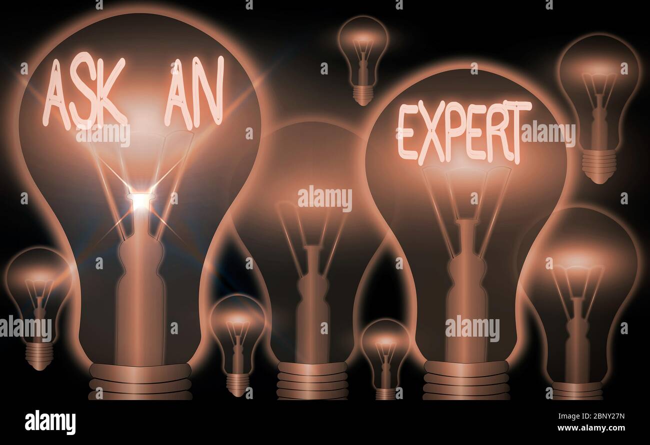 Text sign showing Ask An Expert. Business photo showcasing confirmation ...
