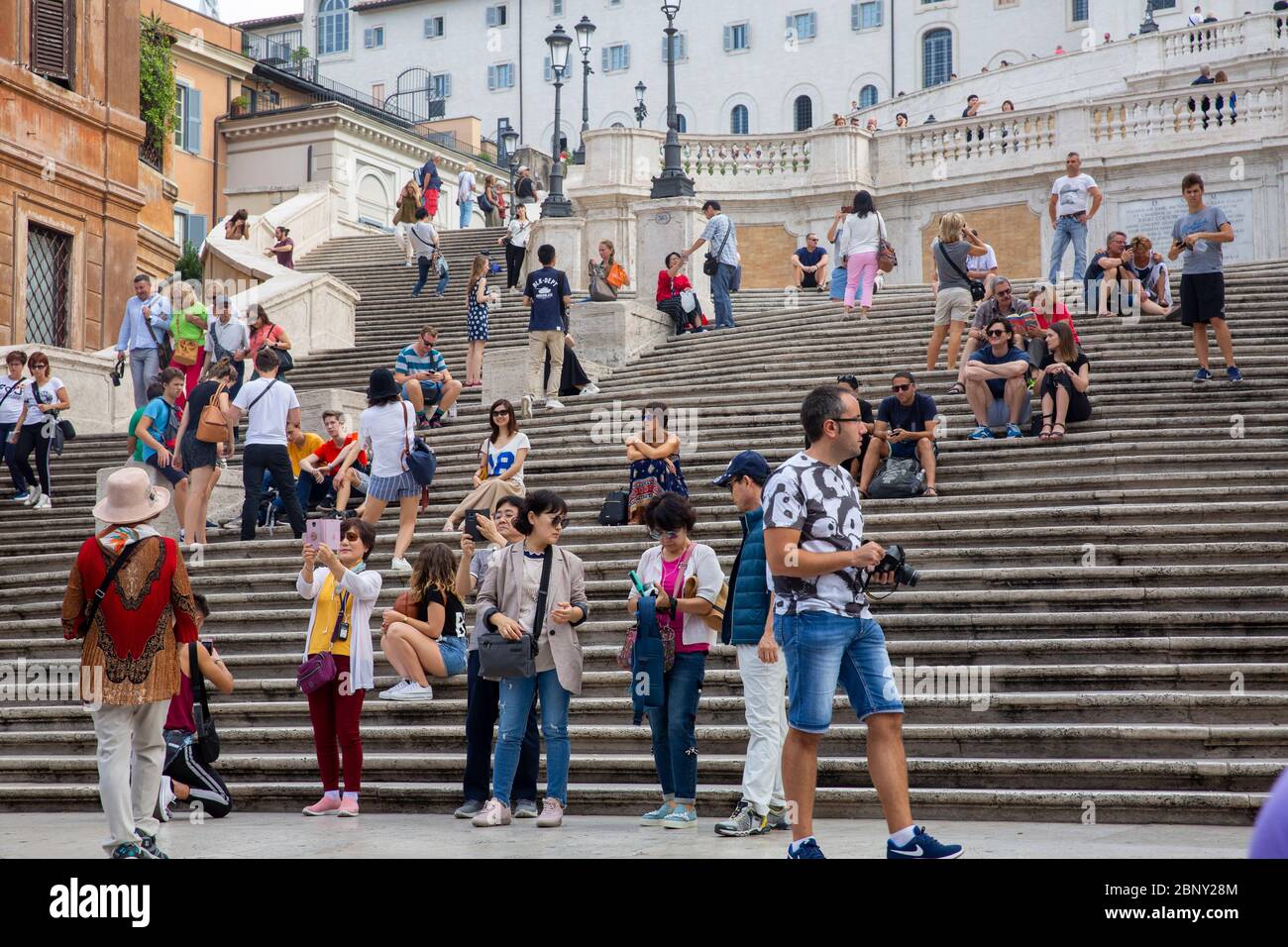 Spanish steps at Piazza di Spagna in Rome city centre, busy with ...