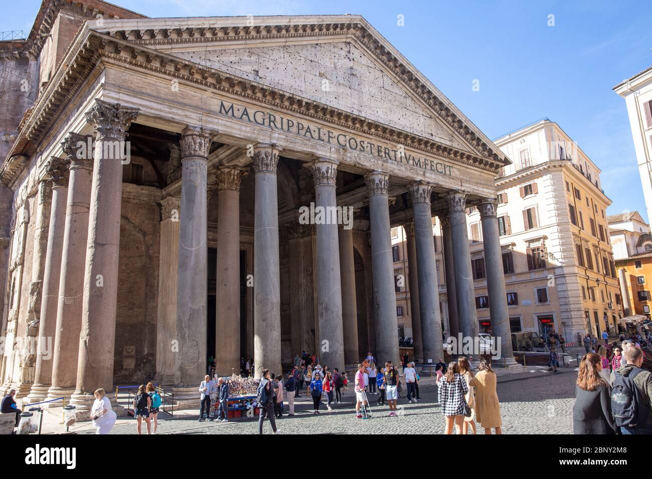 The Pantheon in Rome view of the exterior of this ancient temple in ...