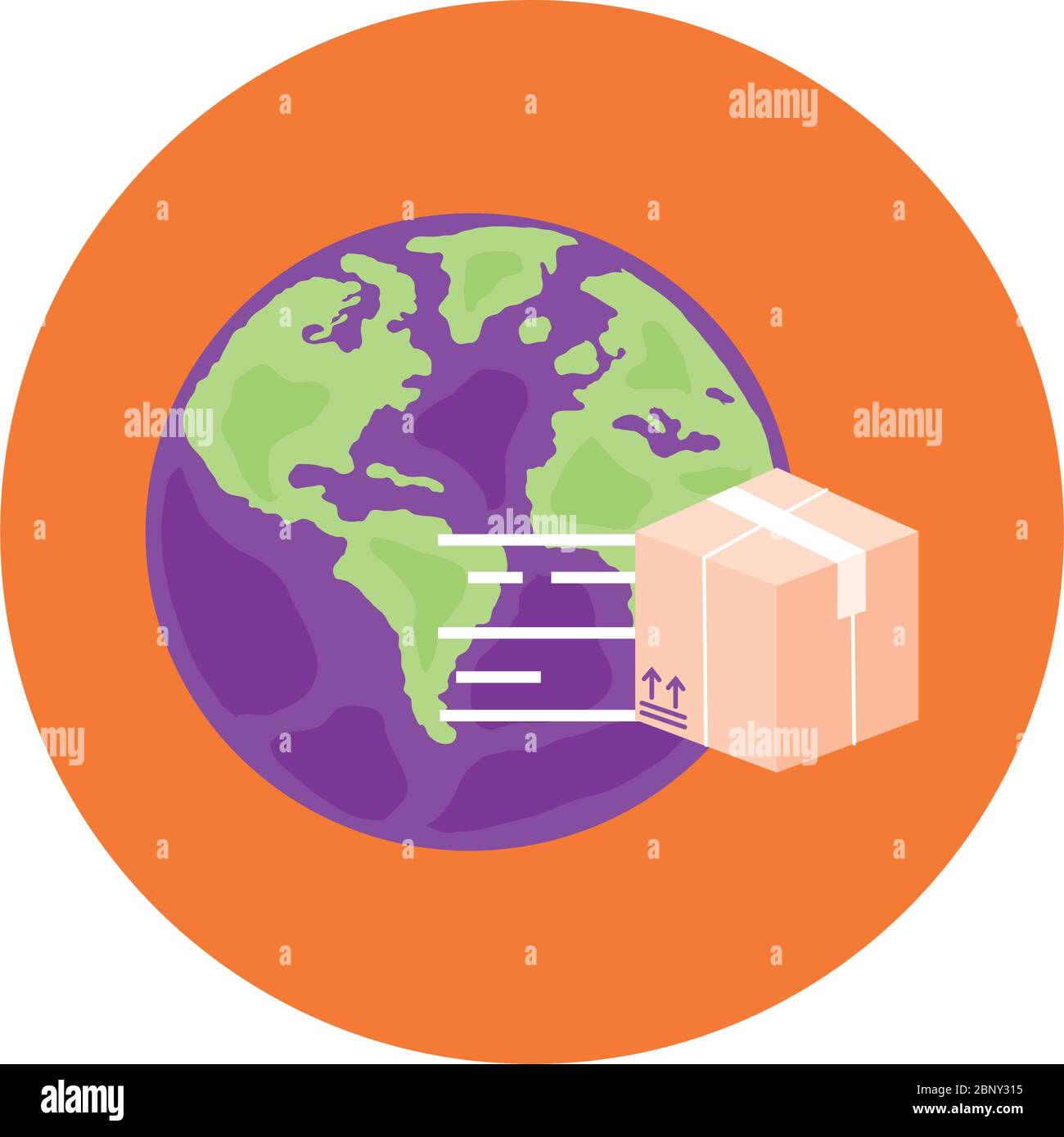 earth planet with box delivery service block style Stock Vector Image ...