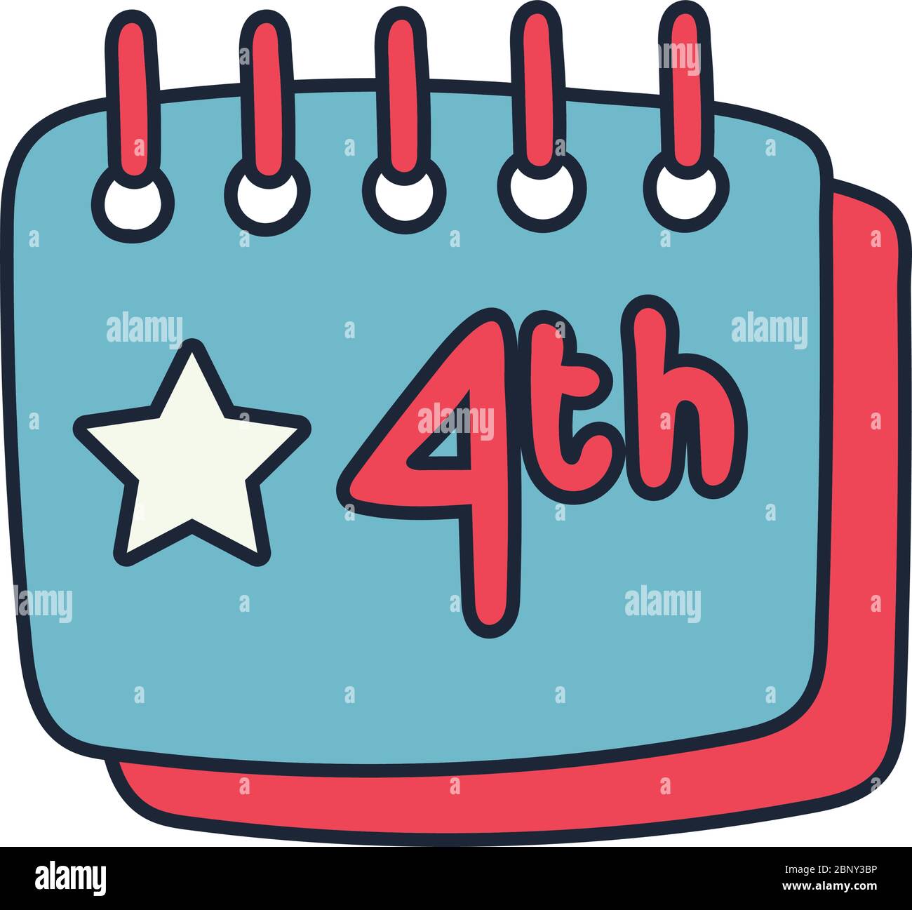 calendar with stars fourth july line and fill style Stock Vector Image ...