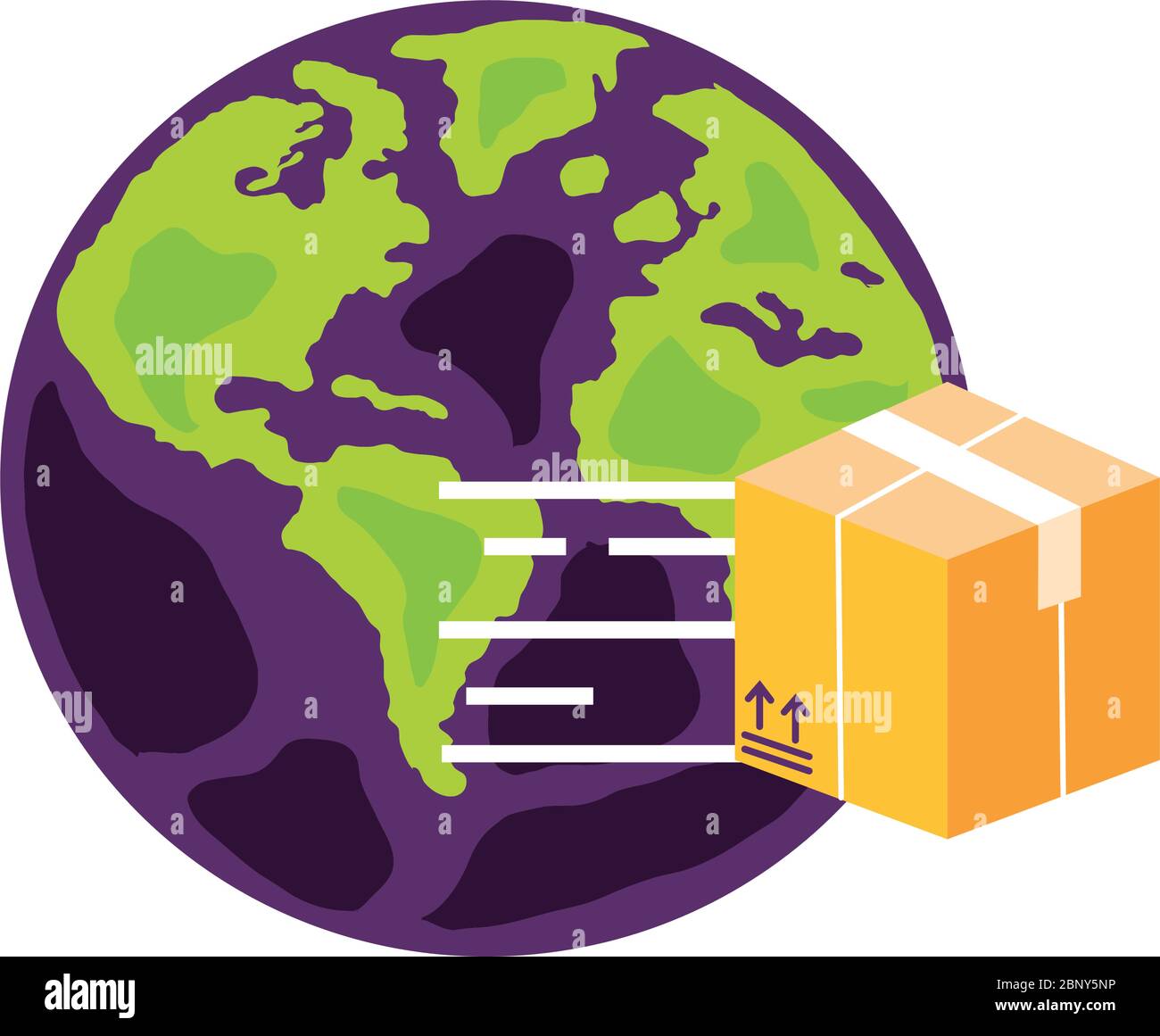 earth planet with box delivery service detailed style Stock Vector ...
