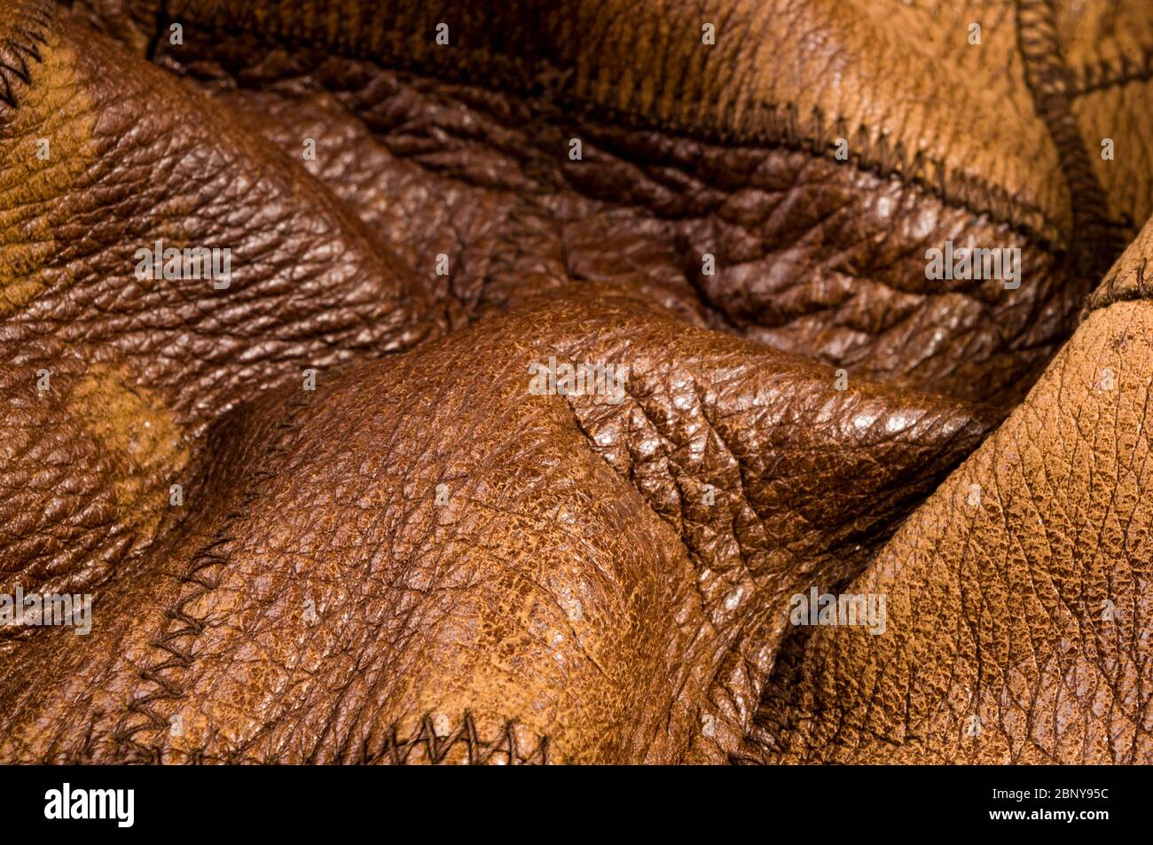 Old vintage genuine soft brown leather texture background, top layer ...