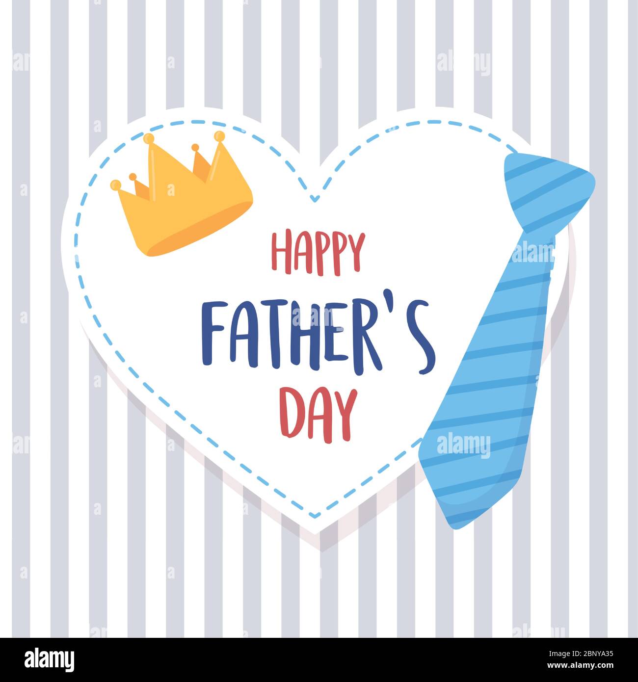 happy fathers day, necktie gold crown heart sticker on striped ...
