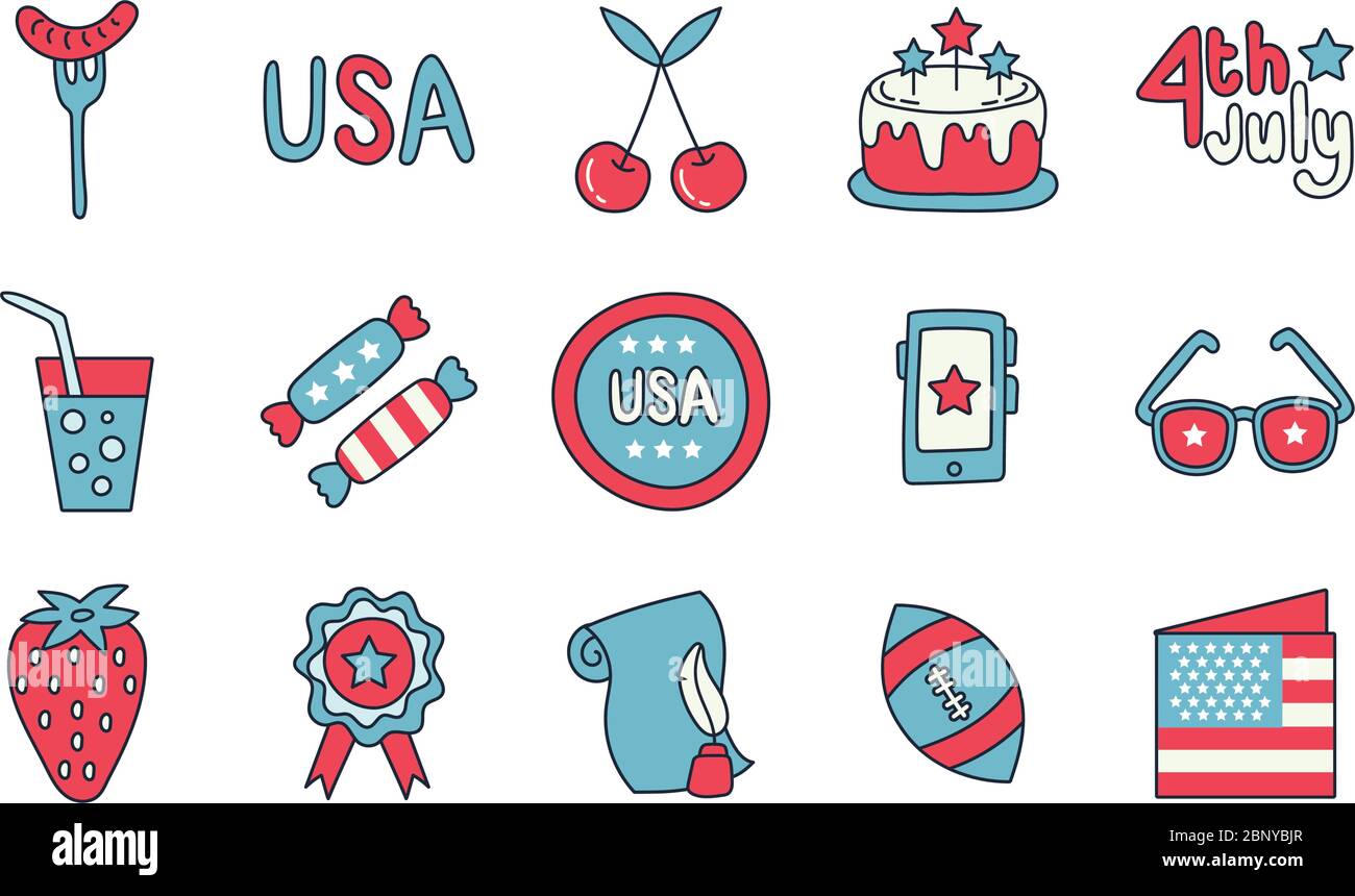 bundle of independence day usa icons Stock Vector Image & Art - Alamy