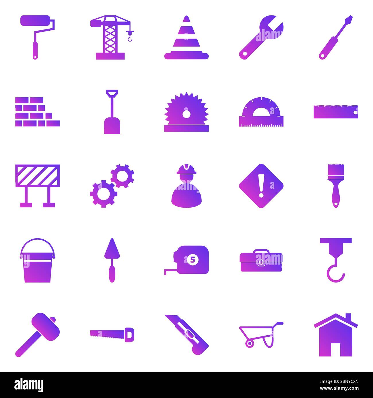 Construction gradient icons on white background, stock vector Stock ...