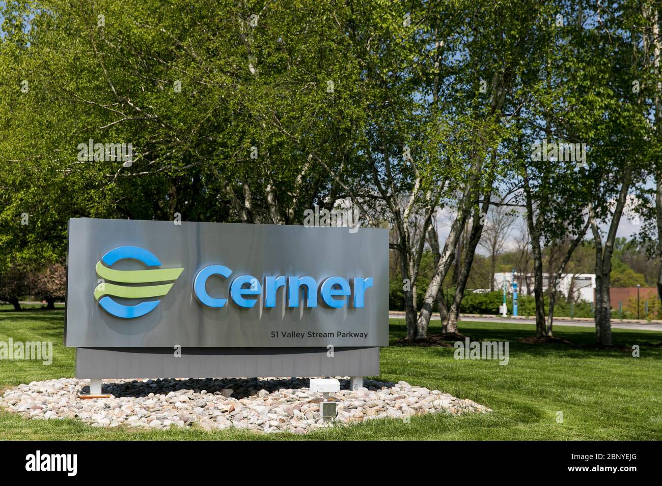 A logo sign outside of a facility occupied by Cerner in Malvern ...