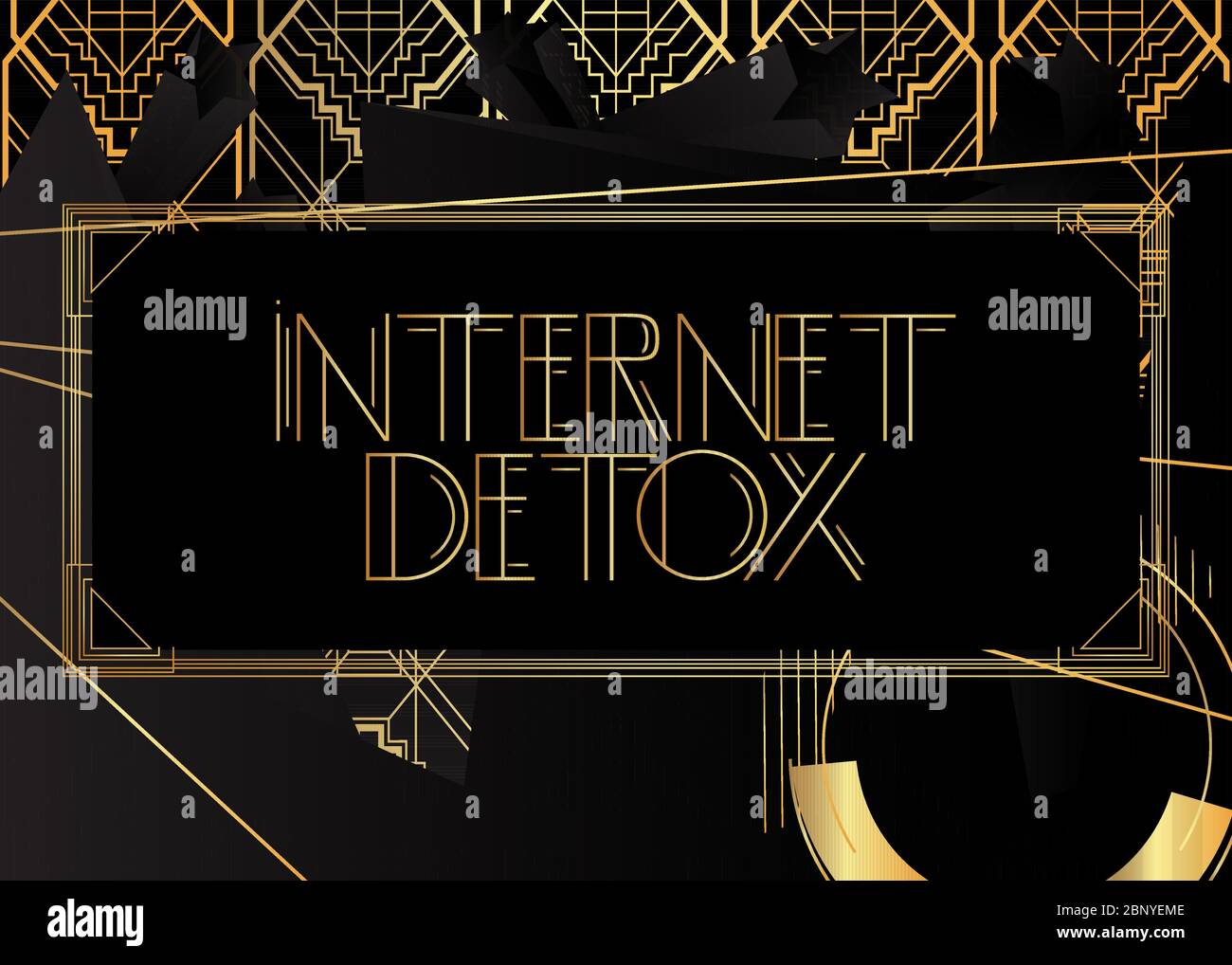 Art Deco Internet Detox text. Decorative greeting card, sign with ...
