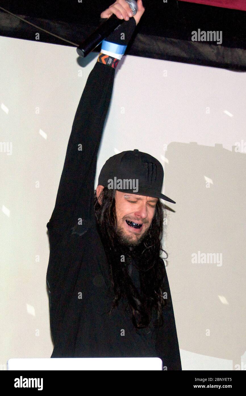 April 9, 2012: Jonathan Davis of Korn performs as J Devil at Dim Mak ...