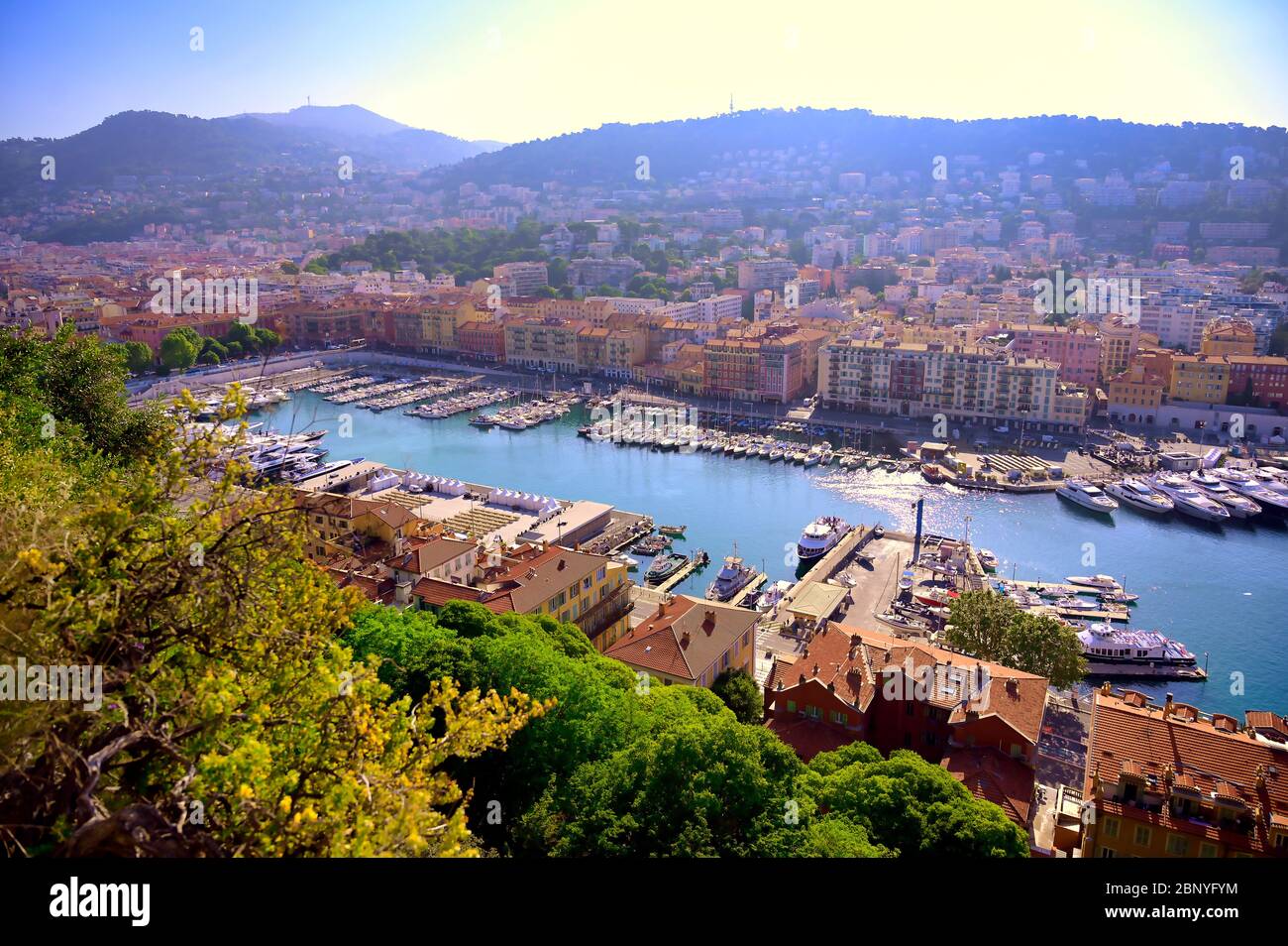 An aerial view of the Port of Nice on the Mediterranean Sea at Nice ...