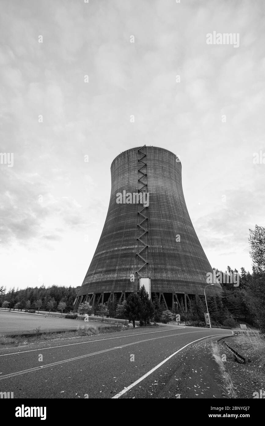 nuclear power plant with sunset sky background Stock Photo - Alamy