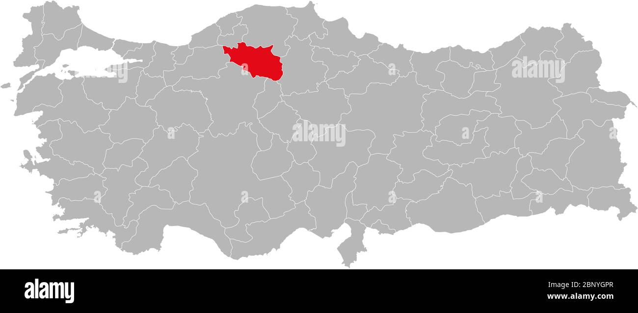 Cankiri province highlighted on turkey map vector. Gray background ...