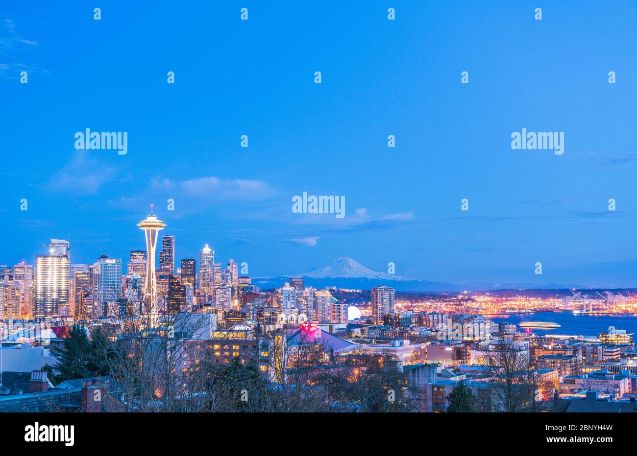 scenic view Seattle cityscape in night time,Washington,USA. -for ...