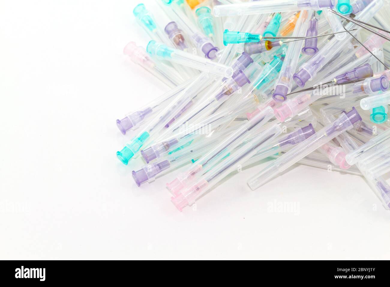 Close up many syringe and needle isolated on white background Stock ...