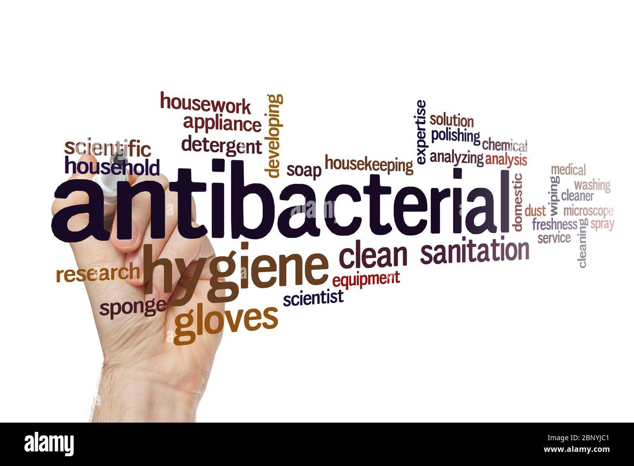 Antibacterial word cloud concept on white background Stock Photo - Alamy