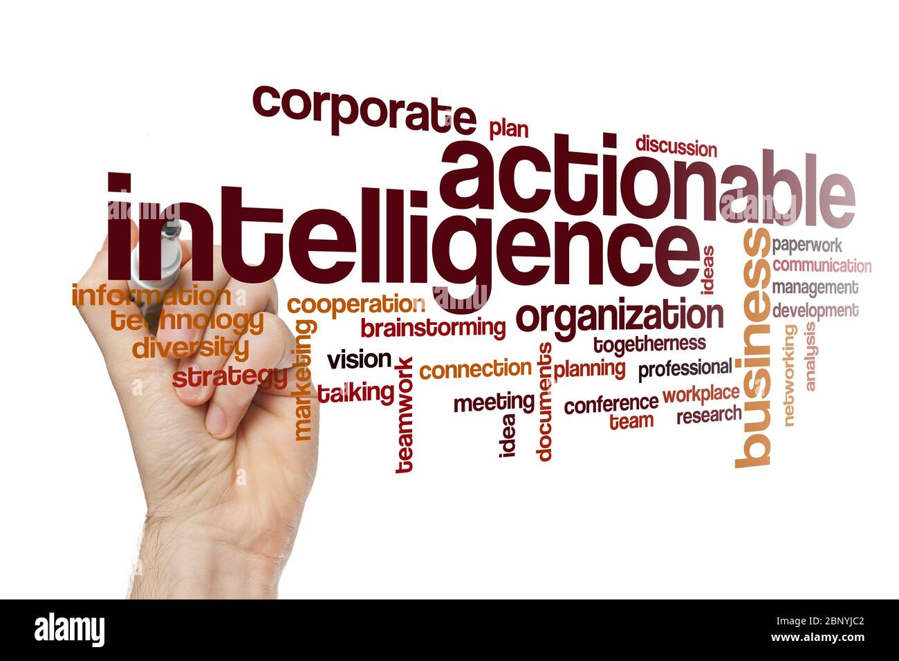 Actionable intelligence word cloud concept on white background Stock ...