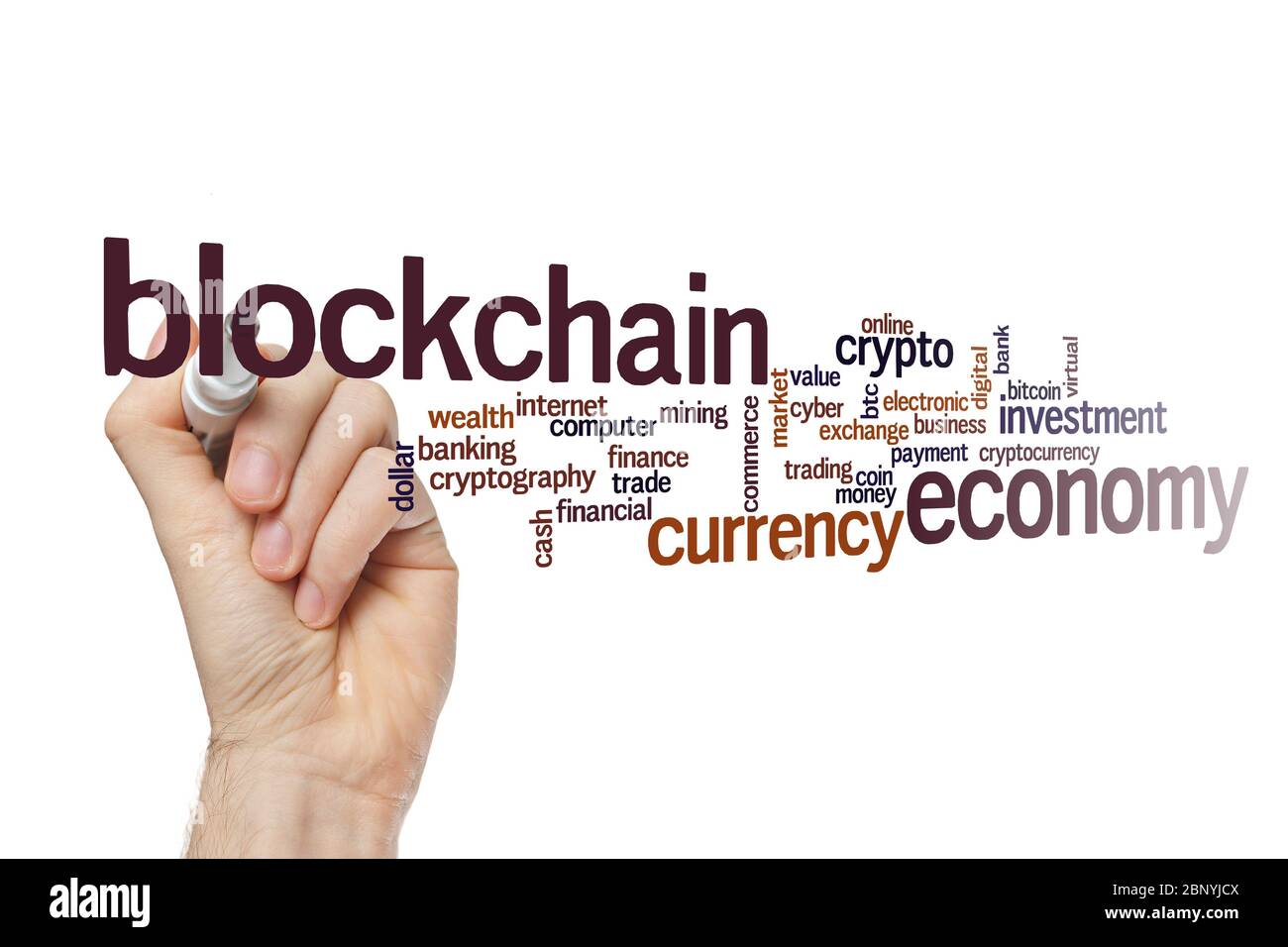Blockchain economy word cloud concept on white background Stock Photo ...