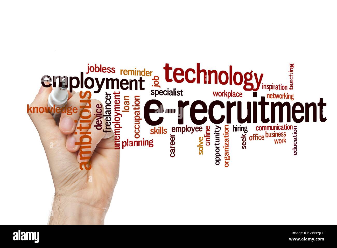 E-recruitment word cloud concept on white background Stock Photo - Alamy
