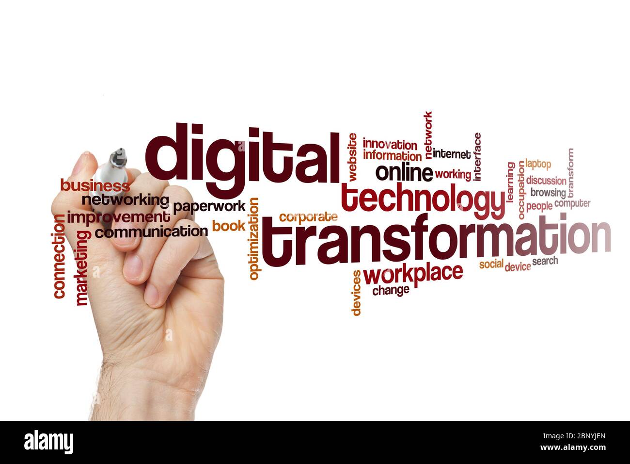Digital transformation word cloud concept on white background Stock ...