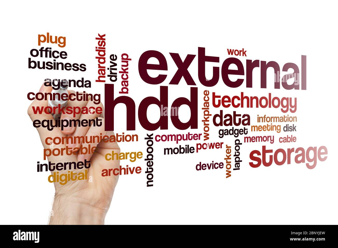 External HDD word cloud concept on white background Stock Photo - Alamy