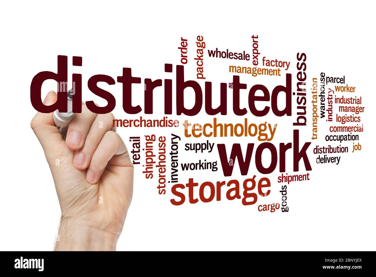 Distributed work word cloud concept on white background Stock Photo - Alamy