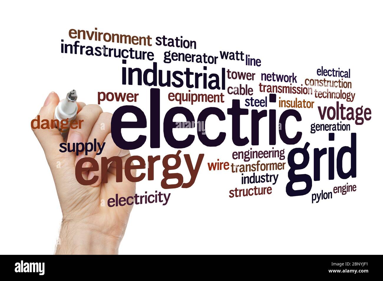 Electric grid word cloud concept on white background Stock Photo - Alamy