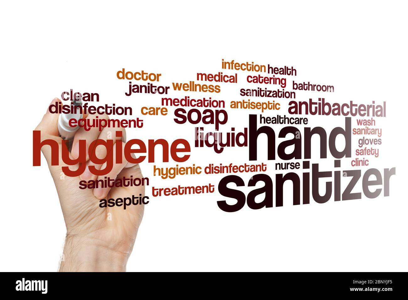 Hand sanitizer word cloud concept on white background Stock Photo - Alamy